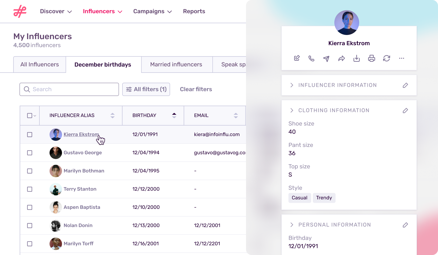 Manage Your Influencers with Influencer Database | Influencity